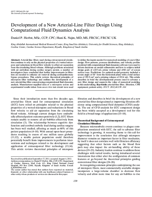 (PDF) Development of a new arterial-line filter design using ...
