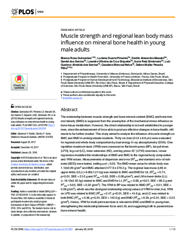 Muscle strength and regional lean body mass influence on mineral bone ...
