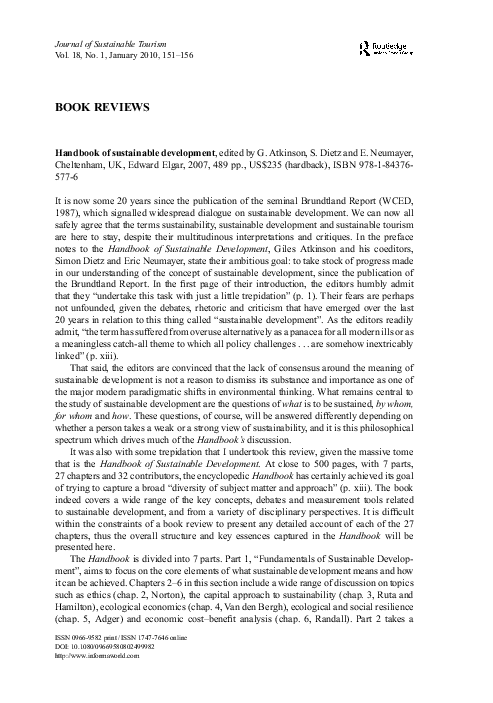 (PDF) A Review of “Handbook of sustainable development”