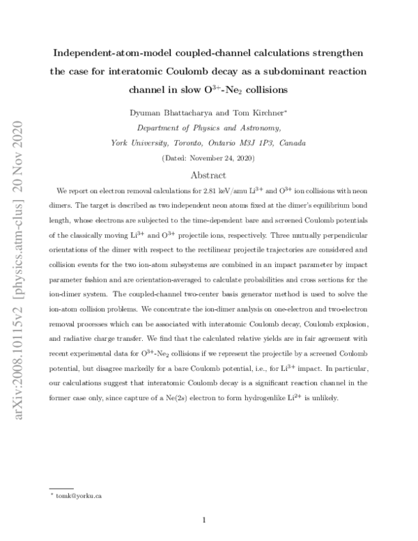 (PDF) Independent-atom-model coupled-channel calculations strengthen ...
