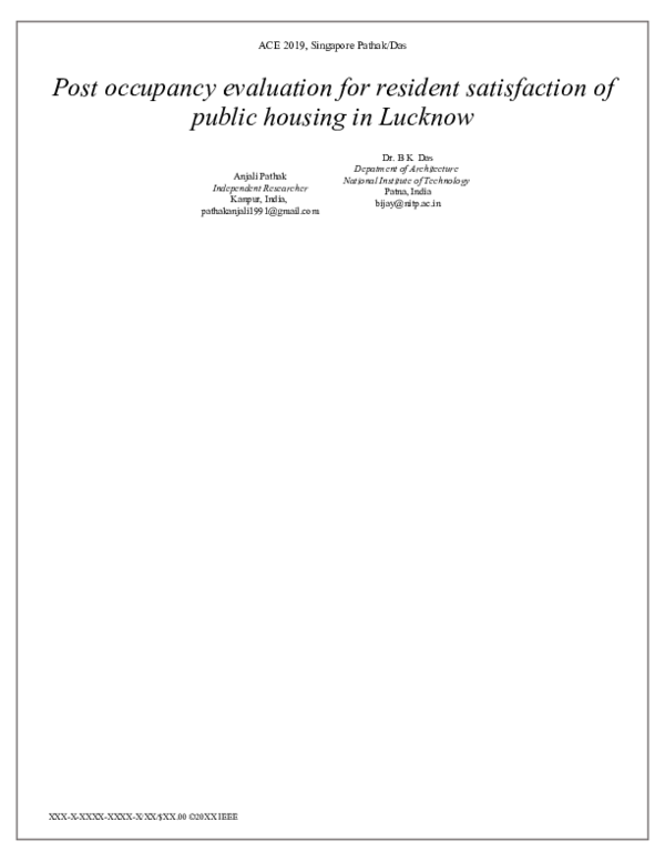 (DOC) Post occupancy evaluation for resident satisfaction of public ...