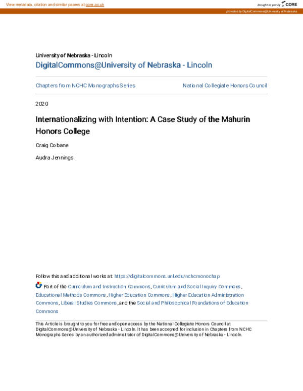 (PDF) Internationalizing with Intention: A Case Study of the Mahurin ...