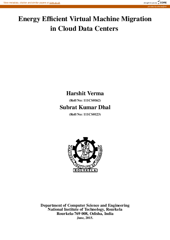(PDF) Energy Efficient Virtual Machine Migration in Cloud Data Centers