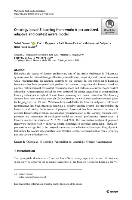 (PDF) Ontology based E-learning framework: A personalized, adaptive and context aware model