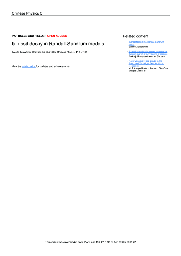 (PDF) b → ss d̄ decay in Randall-Sundrum models