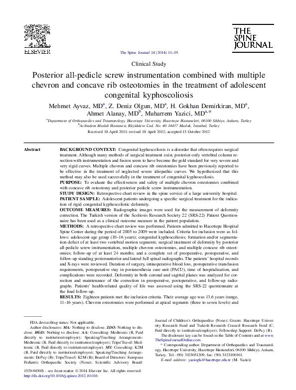 (PDF) Surgical Outcomes in Adolescent Kyphoscoliosis