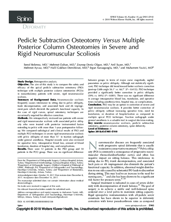 (PDF) Pedicle Subtraction Osteotomy Versus Multiple Posterior Column ...