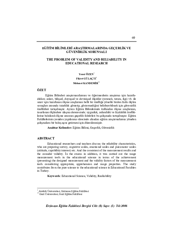 Pdf The Problem Of Validity And Reliability In Educational Research 3665