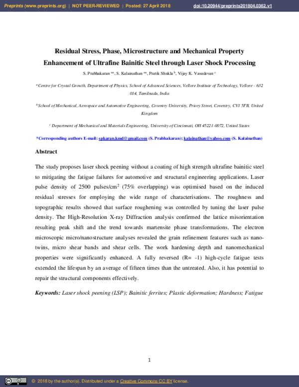(PDF) Residual Stress, Phase, Microstructure and Mechanical Property Enhancement of Ultrafine ...