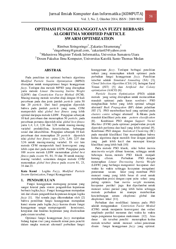 (PDF) Optimasi Fungsi Keanggotaan Fuzzy Berbasis Algoritma Modified ...
