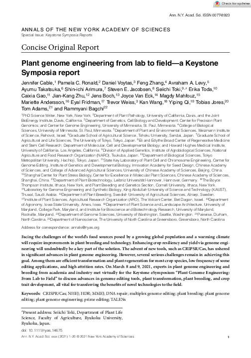 (PDF) Plant genome engineering from lab to field—a Keystone Symposia report