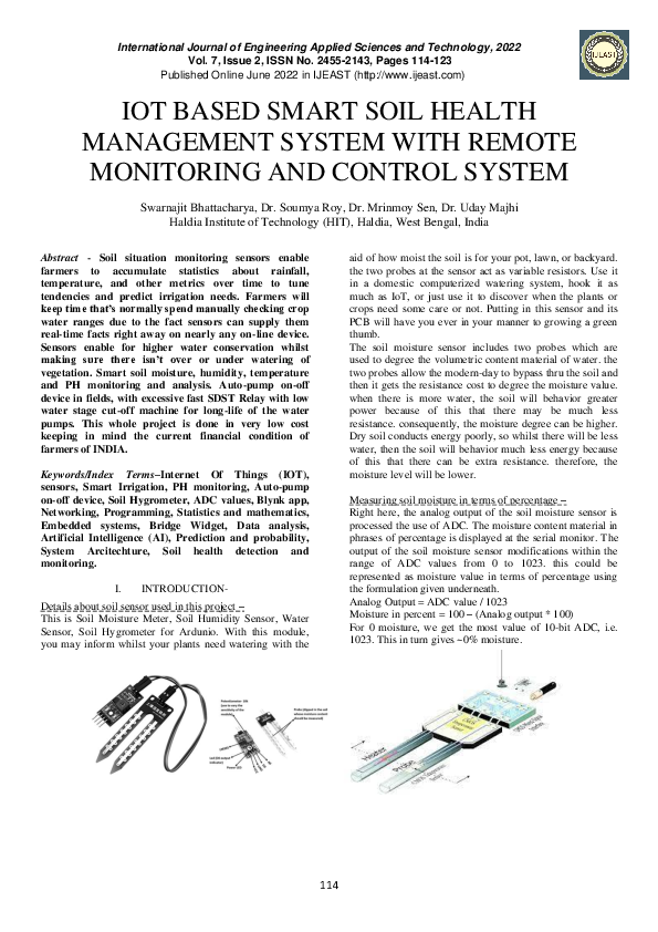 (PDF) Iot Based Smart Soil Health Management System with Remote ...