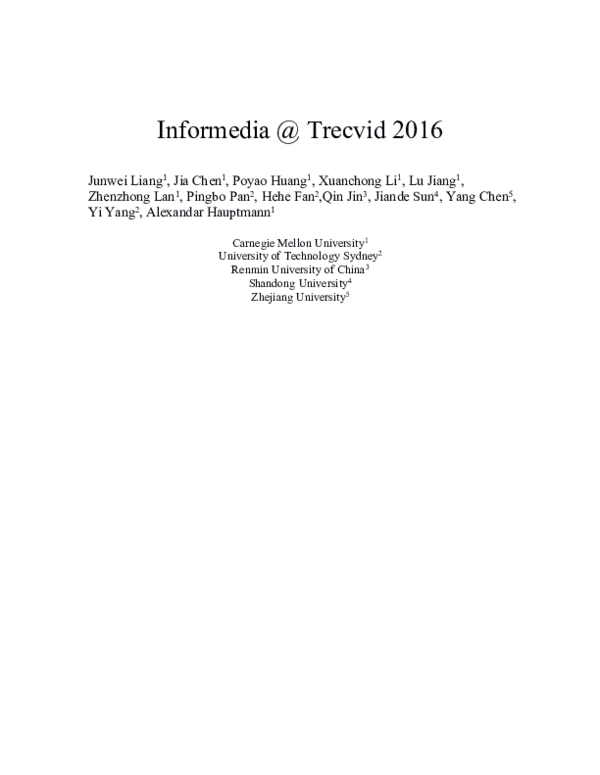 (PDF) Informedia @ TRECVID 2016