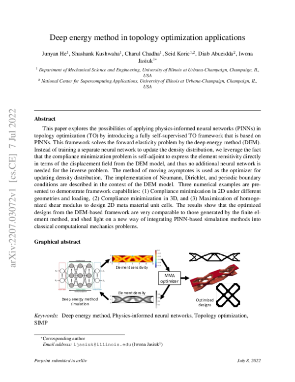 (PDF) Deep energy method in topology optimization applications