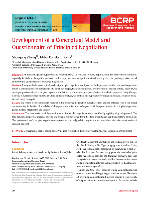 (PDF) Development of a Conceptual Model and Questionnaire of Principled ...