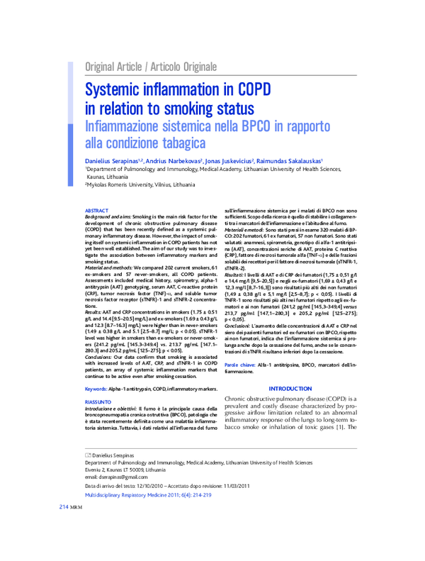(PDF) Systemic inflammation in COPD in relation to smoking status