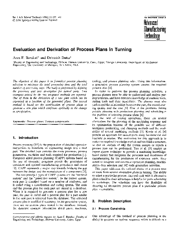 (PDF) Evaluation and derivation of process plans in turning