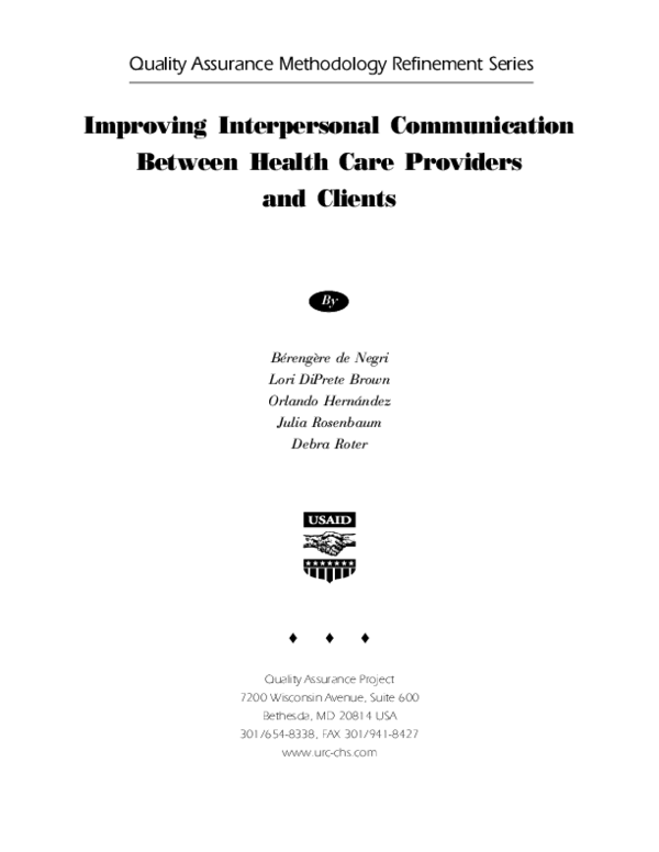 (PDF) Improving Interpersonal Communication Between Health Care ...