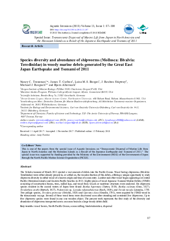 (PDF) Species diversity and abundance of shipworms (Mollusca: Bivalvia ...