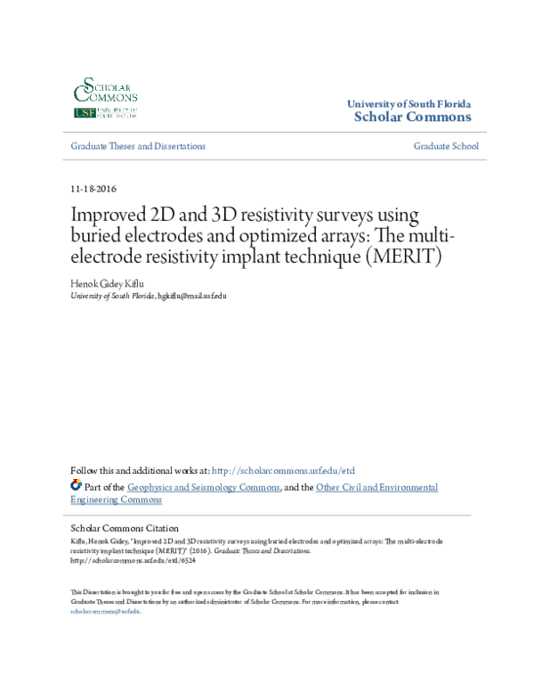 (PDF) Improved 2D and 3D resistivity surveys using buried electrodes and optimized arrays: The ...