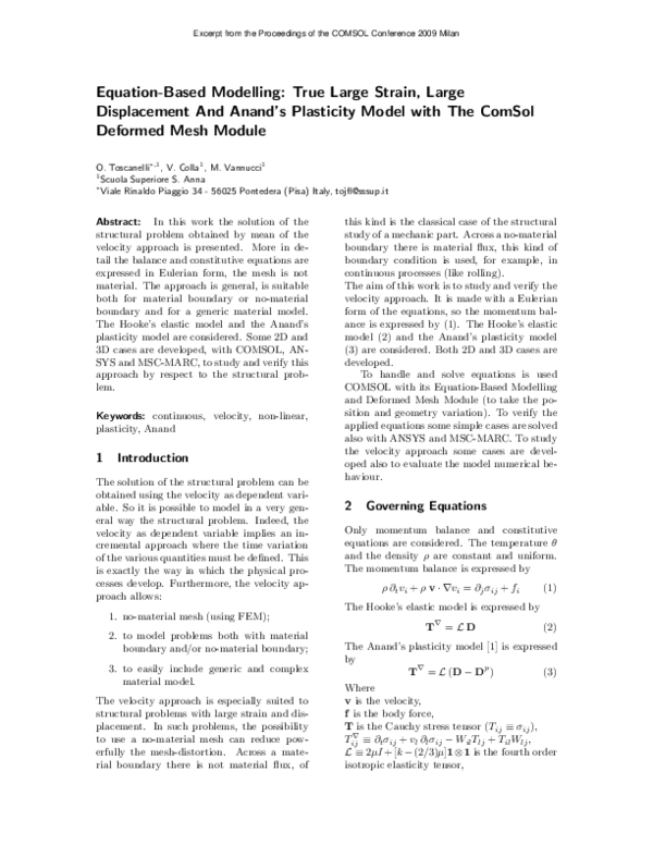 (PDF) Equation-Based Modelling: True Large Strain, Large Displacement ...