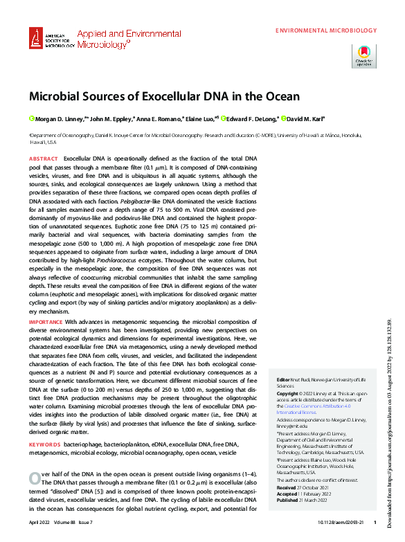 (PDF) Microbial Sources of Exocellular DNA in the Ocean