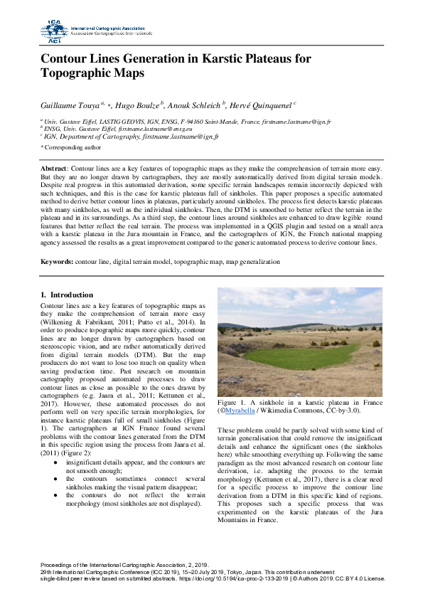 (PDF) Contour Lines Generation in Karstic Plateaus for Topographic Maps