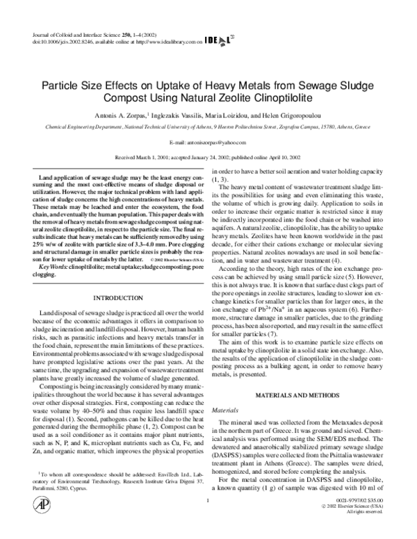 (PDF) Particle Size Effects on Uptake of Heavy Metals from Sewage ...