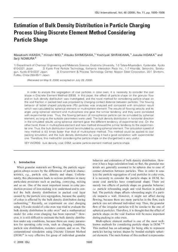 (PDF) Estimation of Bulk Density Distribution in Particle Charging Process Using Discrete ...
