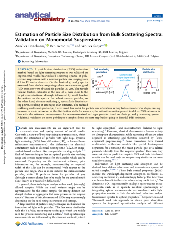 (PDF) Estimation of particle size distribution from cross-sectional particle diameter on the ...