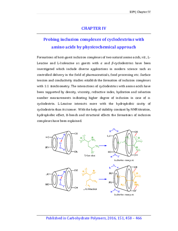 Pdf Probing Inclusion Complexes Of Cyclodextrins With Amino Acids By Physicochemical Approach