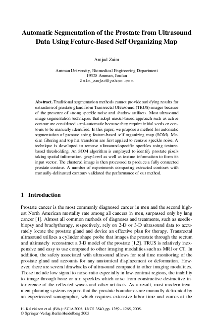 (PDF) Automatic Segmentation of the Prostate from Ultrasound Data Using Feature-Based Self ...