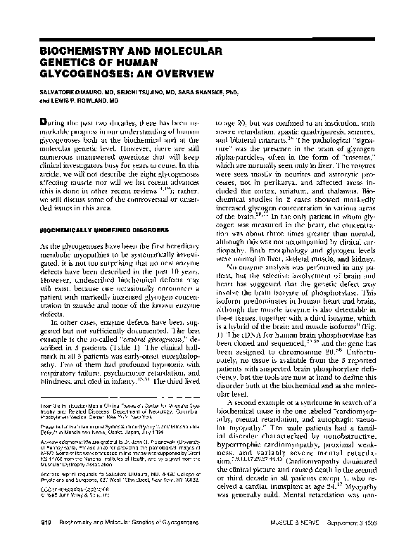 (PDF) Biochemistry and molecular genetics of human glycogenoses: An ...