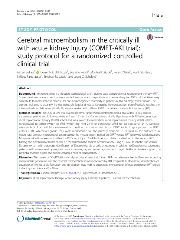 (PDF) Cerebral microembolism in the critically ill with acute kidney ...