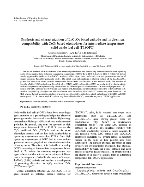 (PDF) Preparation and characterization of ceria-Based electrolytes for ... (PDF) Preparation and characterization of ceria-Based electrolytes for ...