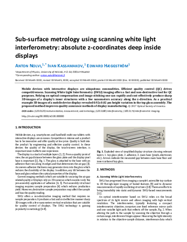 (PDF) Subsurface metrology using scanning white light interferometry ...