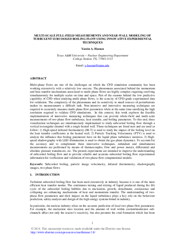 (PDF) Multi-scale full-field measurements and near-wall modeling of ...
