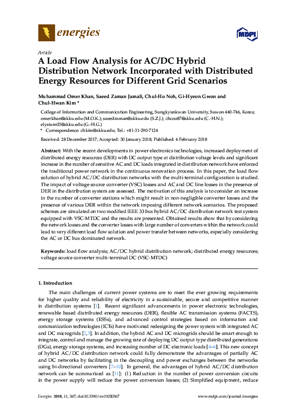 (PDF) A Load Flow Analysis for AC/DC Hybrid Distribution Network ...