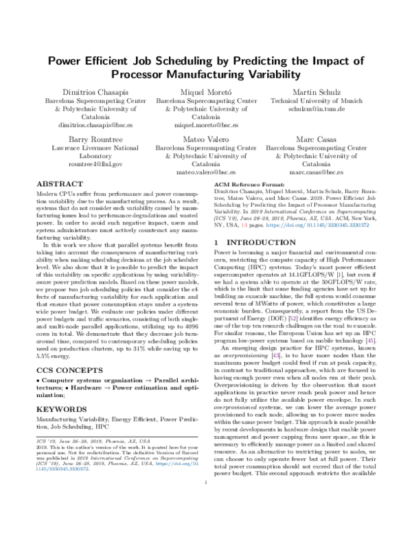 (PDF) Power efficient job scheduling by predicting the impact of processor manufacturing variability