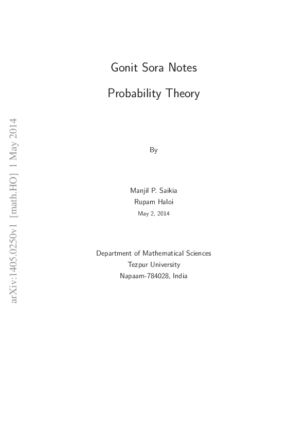 (PDF) Notes on Probability Theory