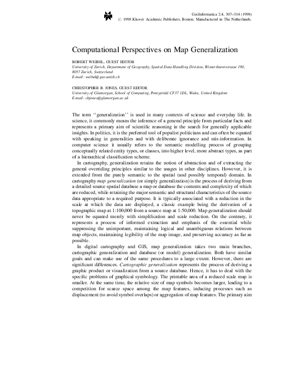 (PDF) Computational Perspectives on Map Generalization