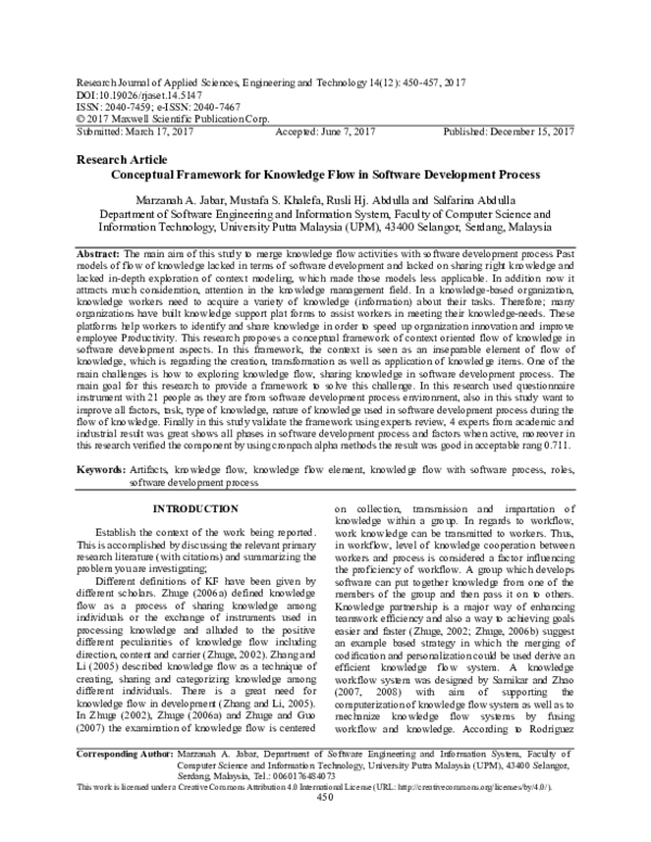 (PDF) Conceptual Framework for Knowledge Flow in Software Development Process