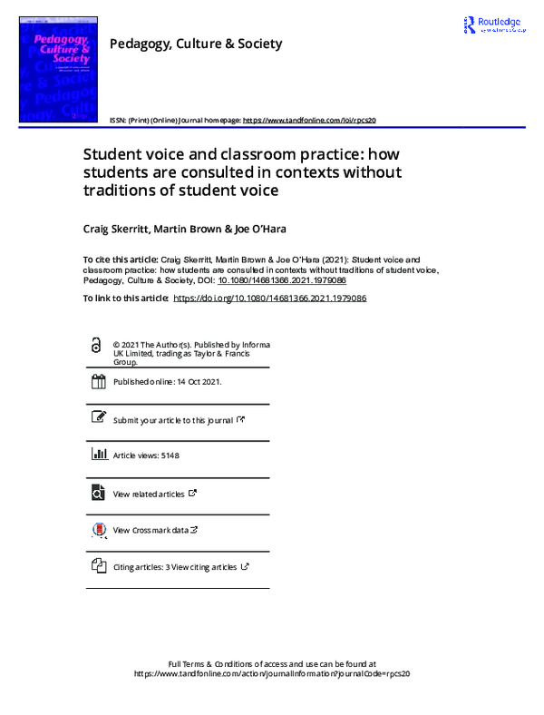 (PDF) Student voice and classroom practice: how students are consulted ...