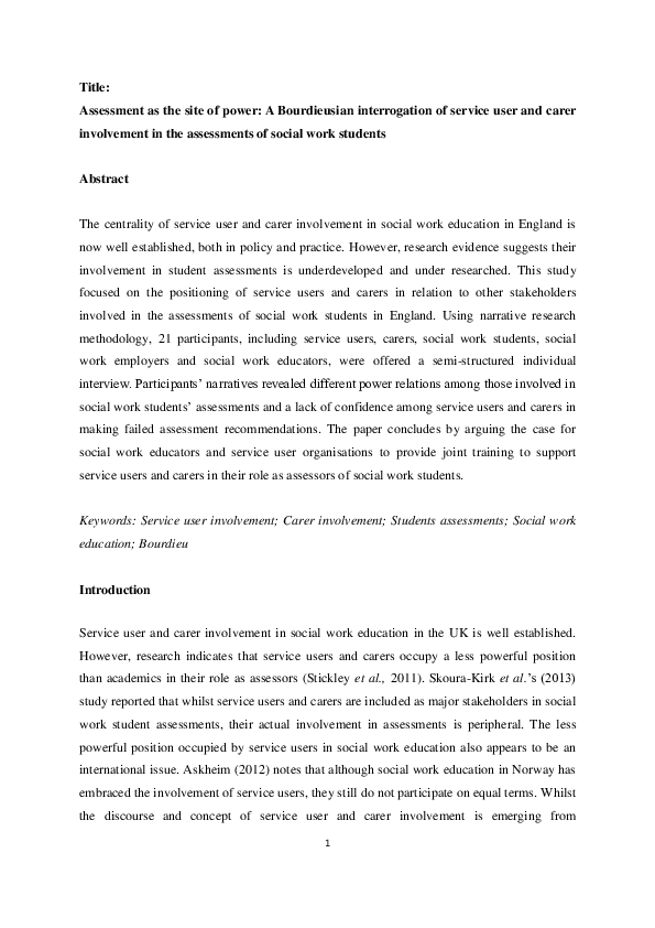 (PDF) Assessment as the Site of Power: A Bourdieusian Interrogation of ...