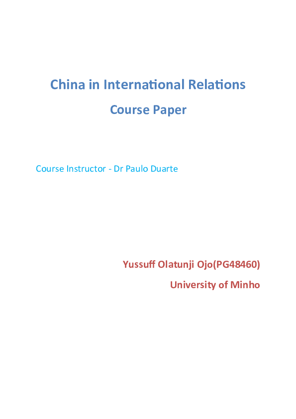 (DOC) China in International Relations Course Paper