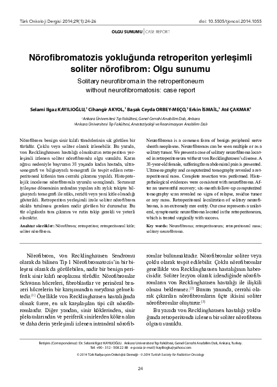 (PDF) Solitary neurofibroma in the retroperitoneum without ...