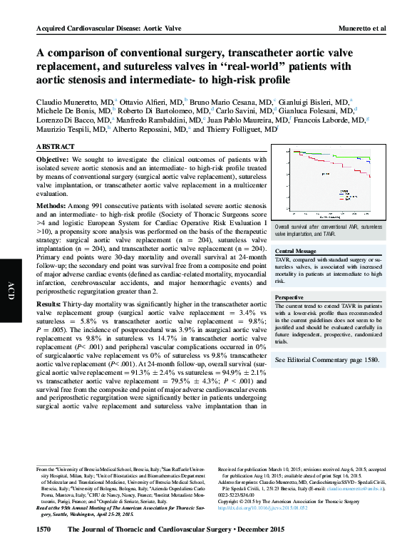 (PDF) A comparison of conventional surgery, transcatheter aortic valve replacement, and ...