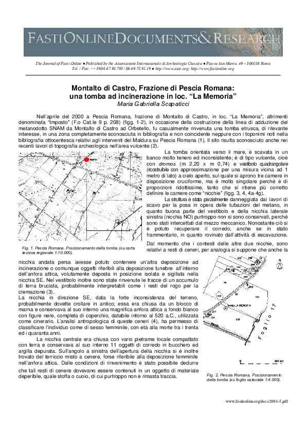 (PDF) Maria Gabriella Scapaticci (2004): "Montalto di Castro, Frazione ...