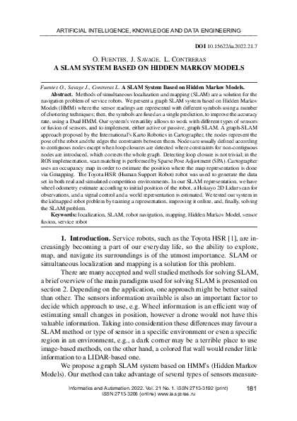 (PDF) A SLAM system based on Hidden Markov Models
