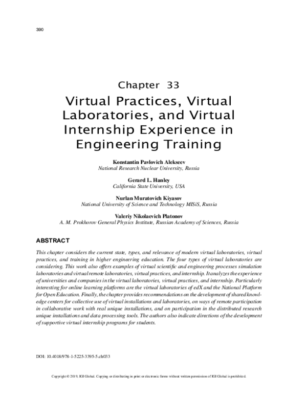 (PDF) Virtual Practices, Virtual Laboratories, and Virtual Internship ...
